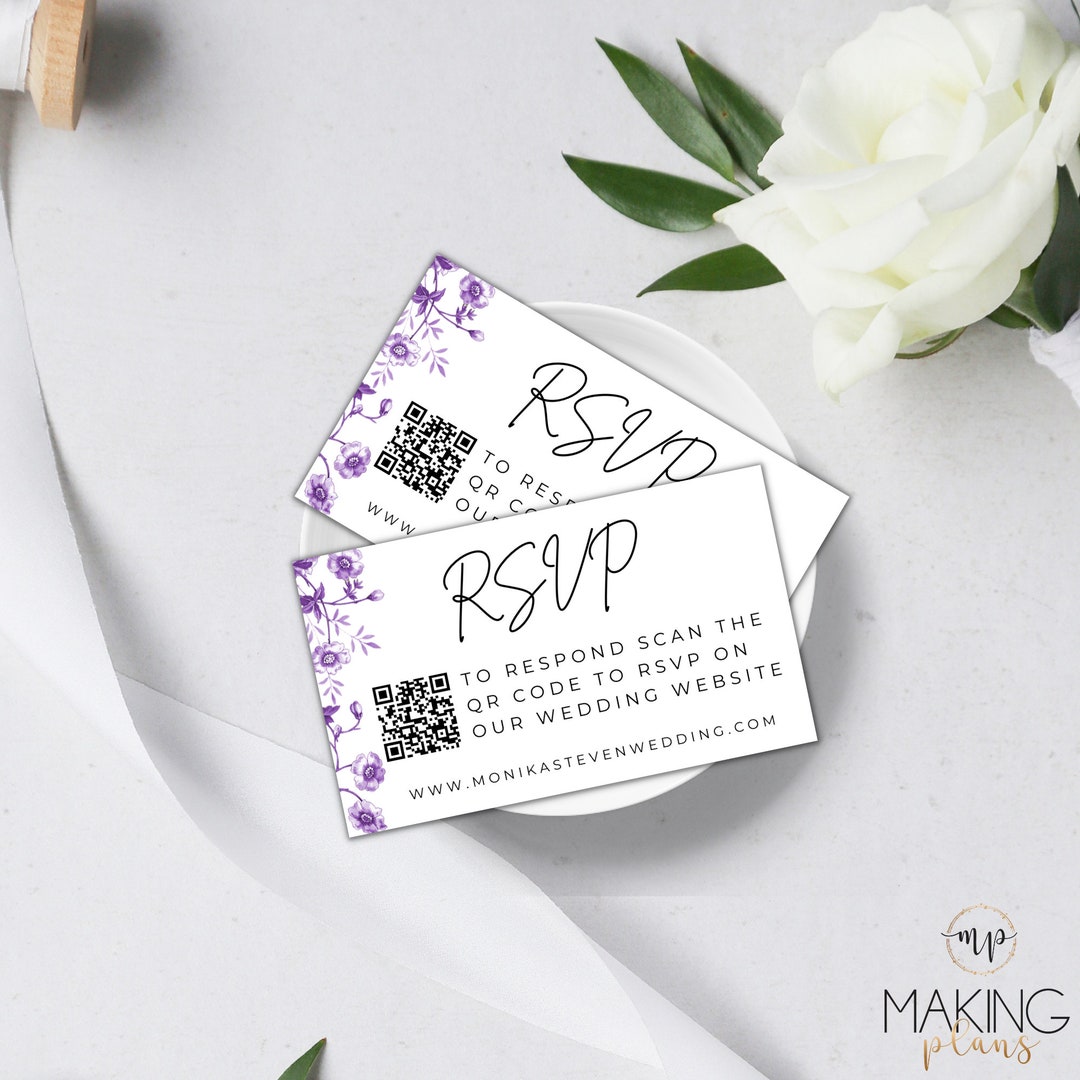 QR Code Business Card Rsvp, Response Card, Modern Wedding Reply Card ...