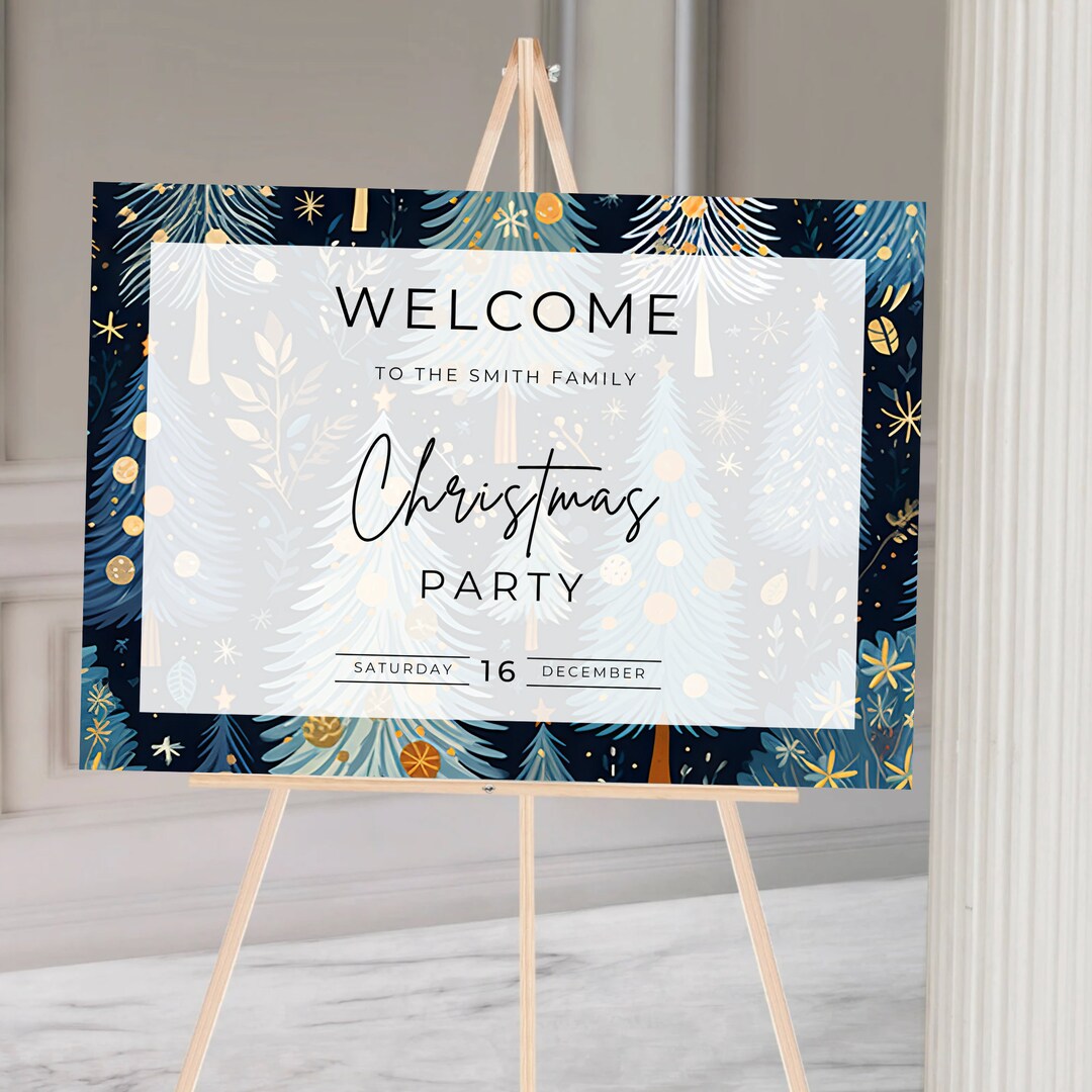 Christmas Welcome Sign Template for Christmas Party Welcome Sign ...