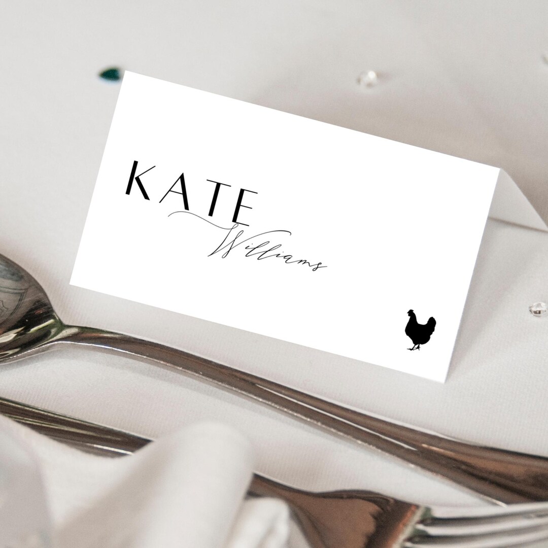 Modern Wedding Place Cards With Meal Choice Personalized Placecard ...