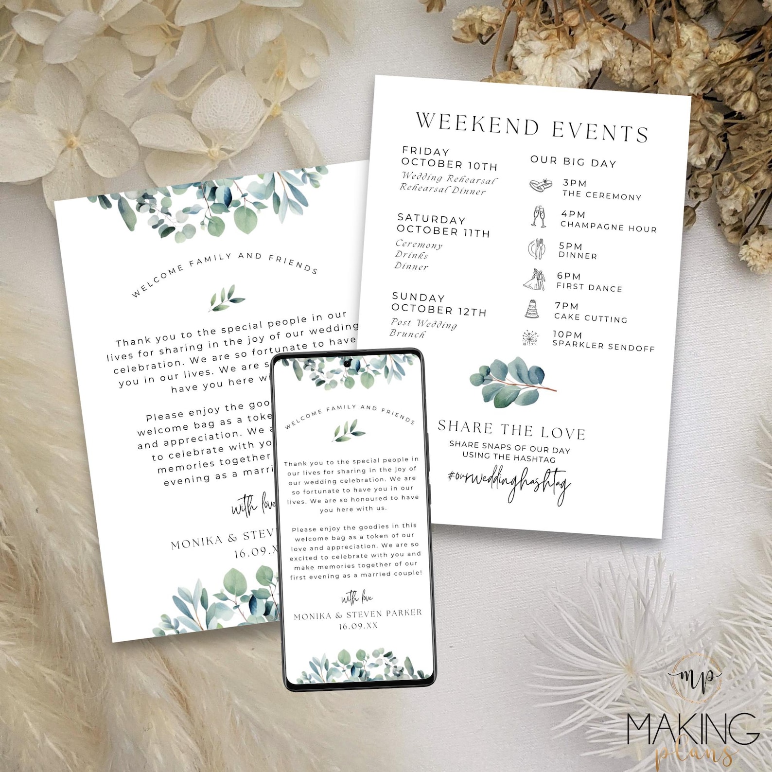 Wedding Welcome Note for Guests, Wedding Weekend Timeline Printable ...