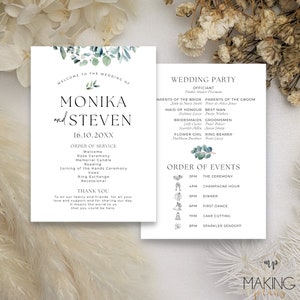 Church Ceremony Program, Eucalyptus Wedding Program, DIY Church Program ...