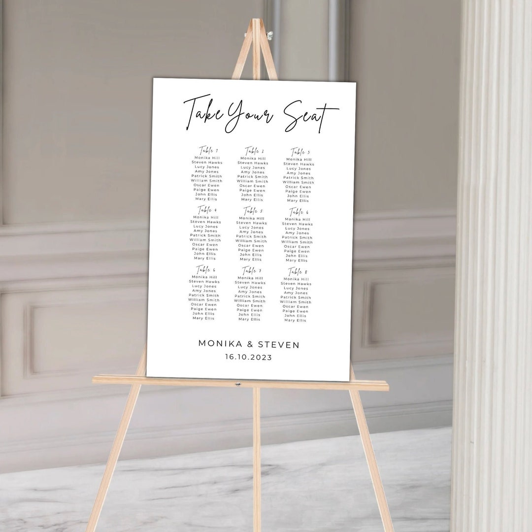Canva Template Wedding Seating Chart, Minimalist Seating Chart, Seating ...