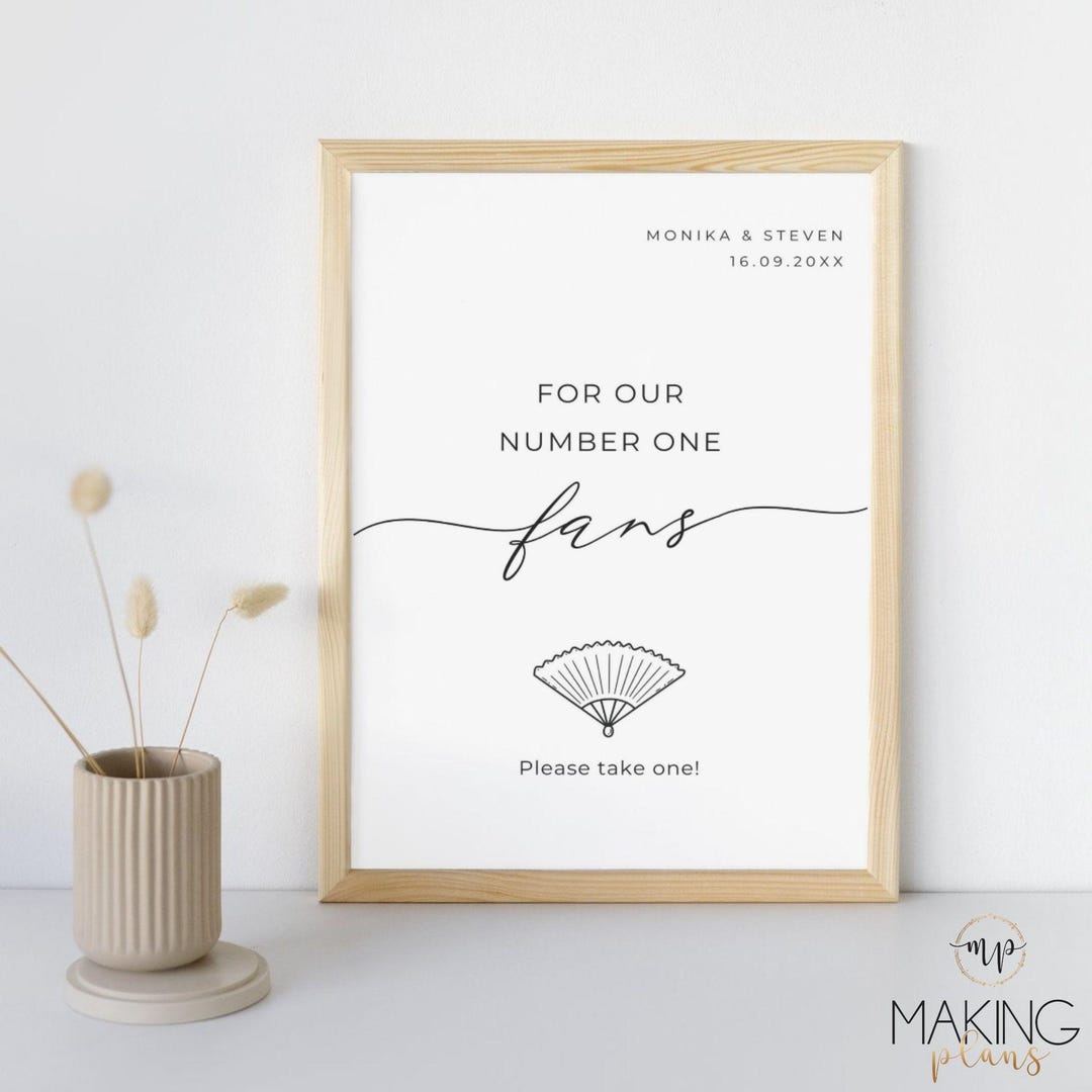 Wedding Fan Sign Grab a Fan Number One Fans Printable Outdoor Wedding ...