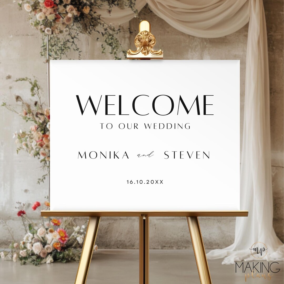 Modern Wedding Welcome Sign, Modern Landscape Wedding Welcome ...