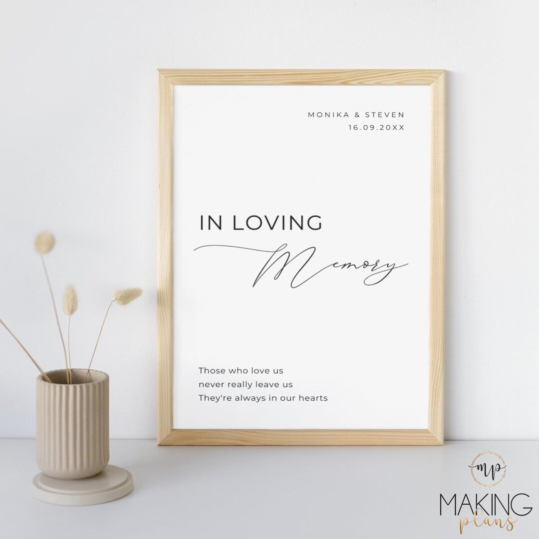 In Loving Memory Sign Elegant Wedding Reception Table Signage ...