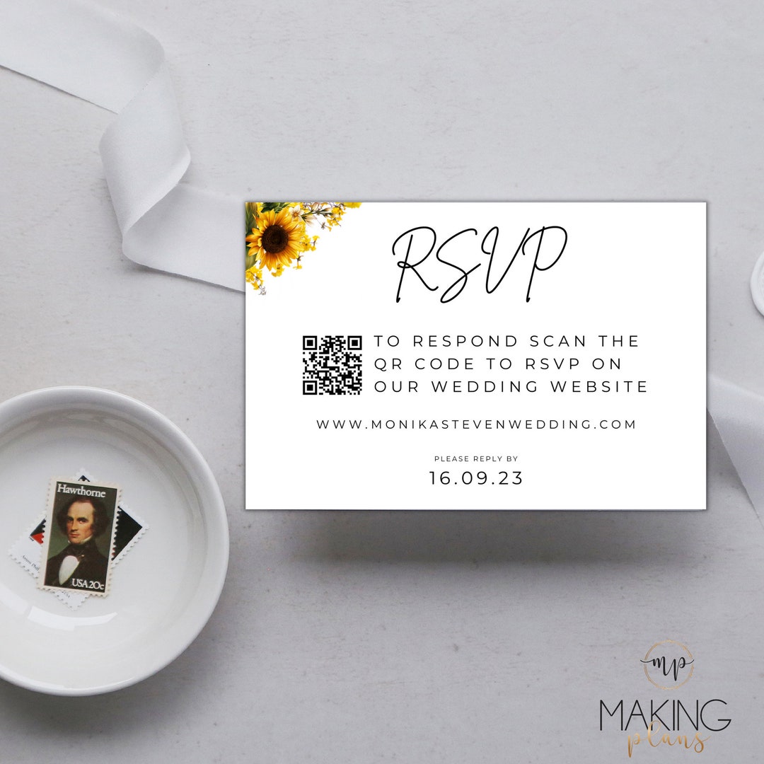 QR Code Reply Card, QR Code Rsvp, Modern Wedding Reply Card, QR Code ...