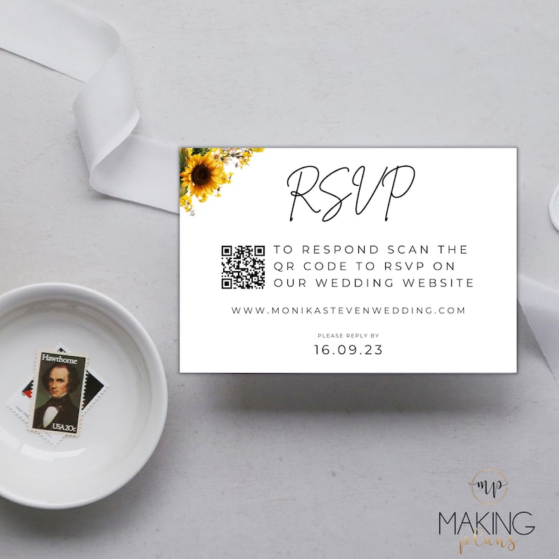 QR Code Reply Card, QR Code Rsvp, Modern Wedding Reply Card, QR Code ...