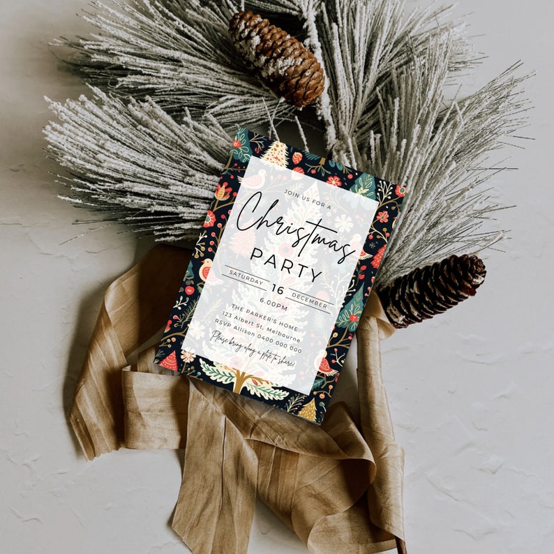 Editable Christmas Party Invitation Holiday Staff Party Invite for ...