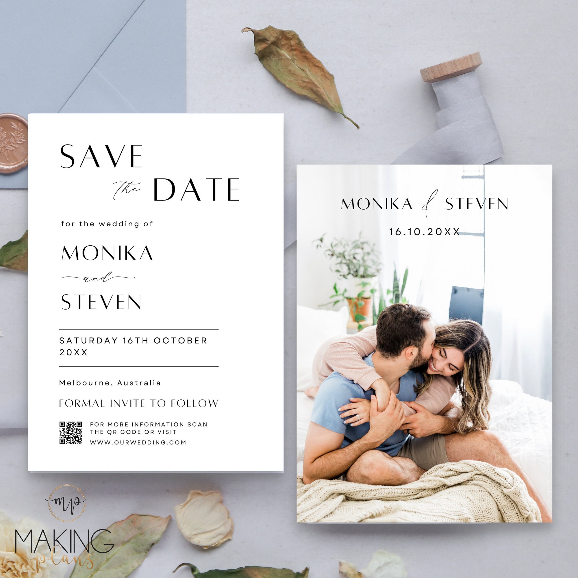 QR Code Save the Date, Printable Save the Date Template With QR Code ...