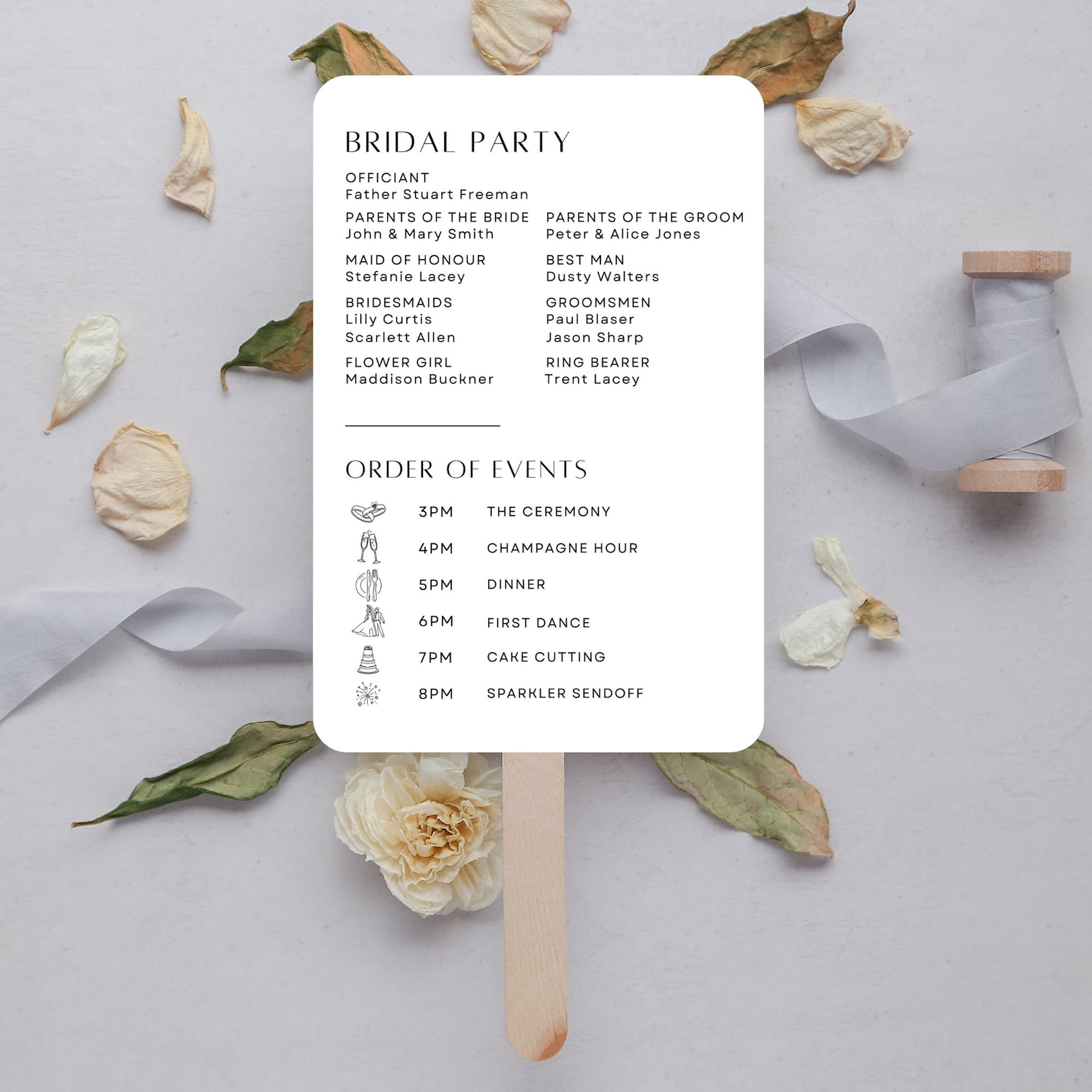 Wedding Program Fan Template, Modern Wedding Program Template With ...