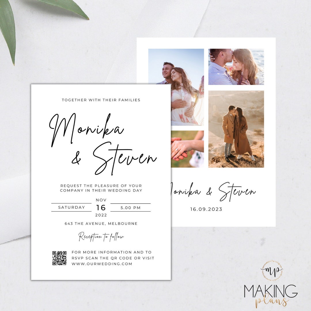 Printable Wedding Invitation With Photo, Photo Collage Wedding ...