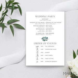 Church Ceremony Program, Eucalyptus Wedding Program, DIY Church Program ...