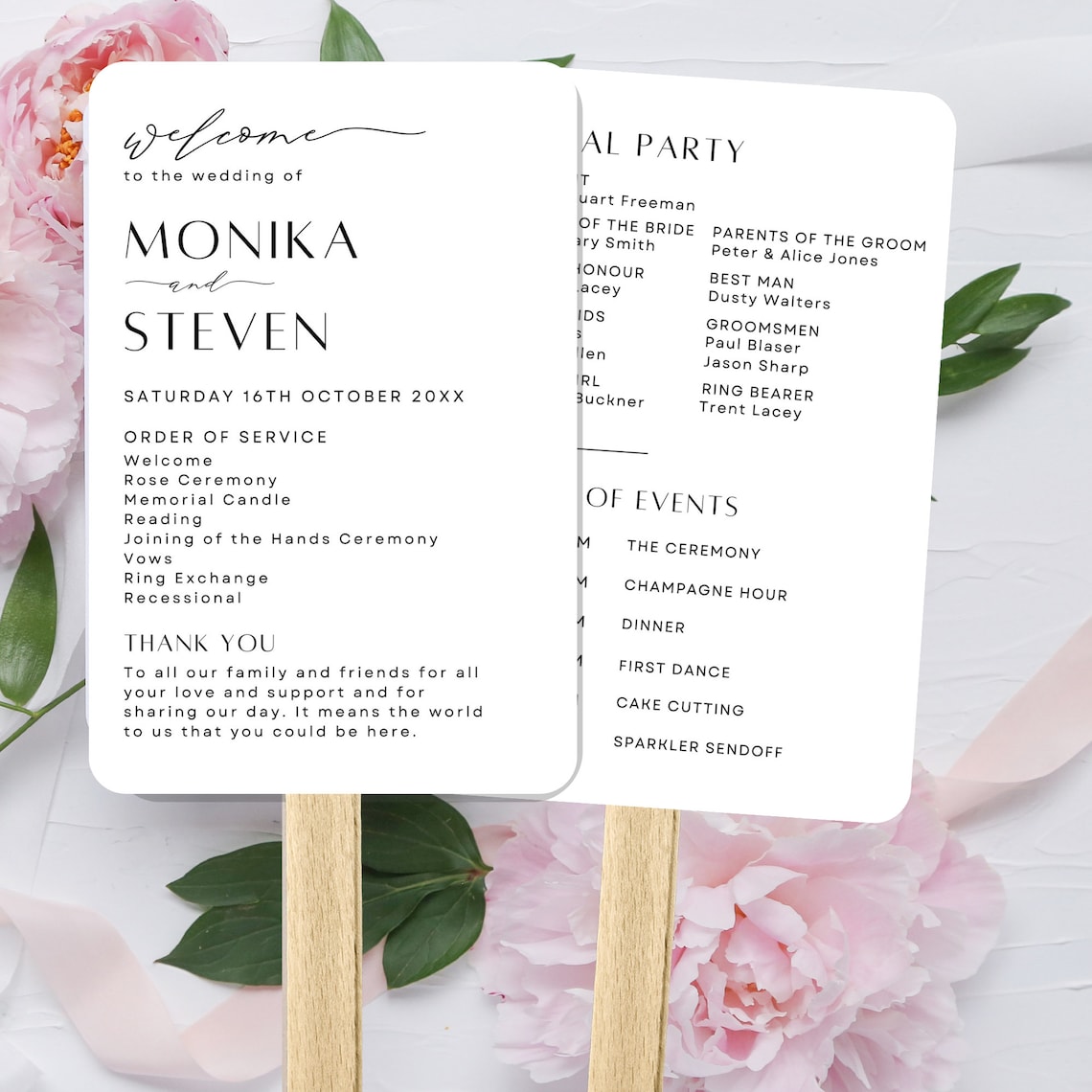 Wedding Program Fan Template, Modern Wedding Program Template With ...