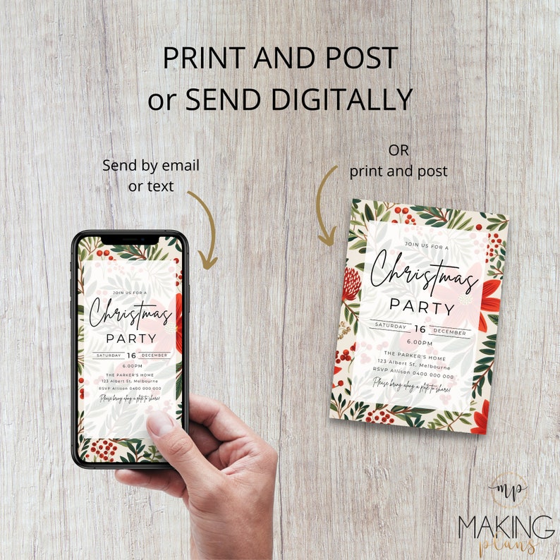 Editable Christmas Party Invitation Holiday Staff Party Invite for ...