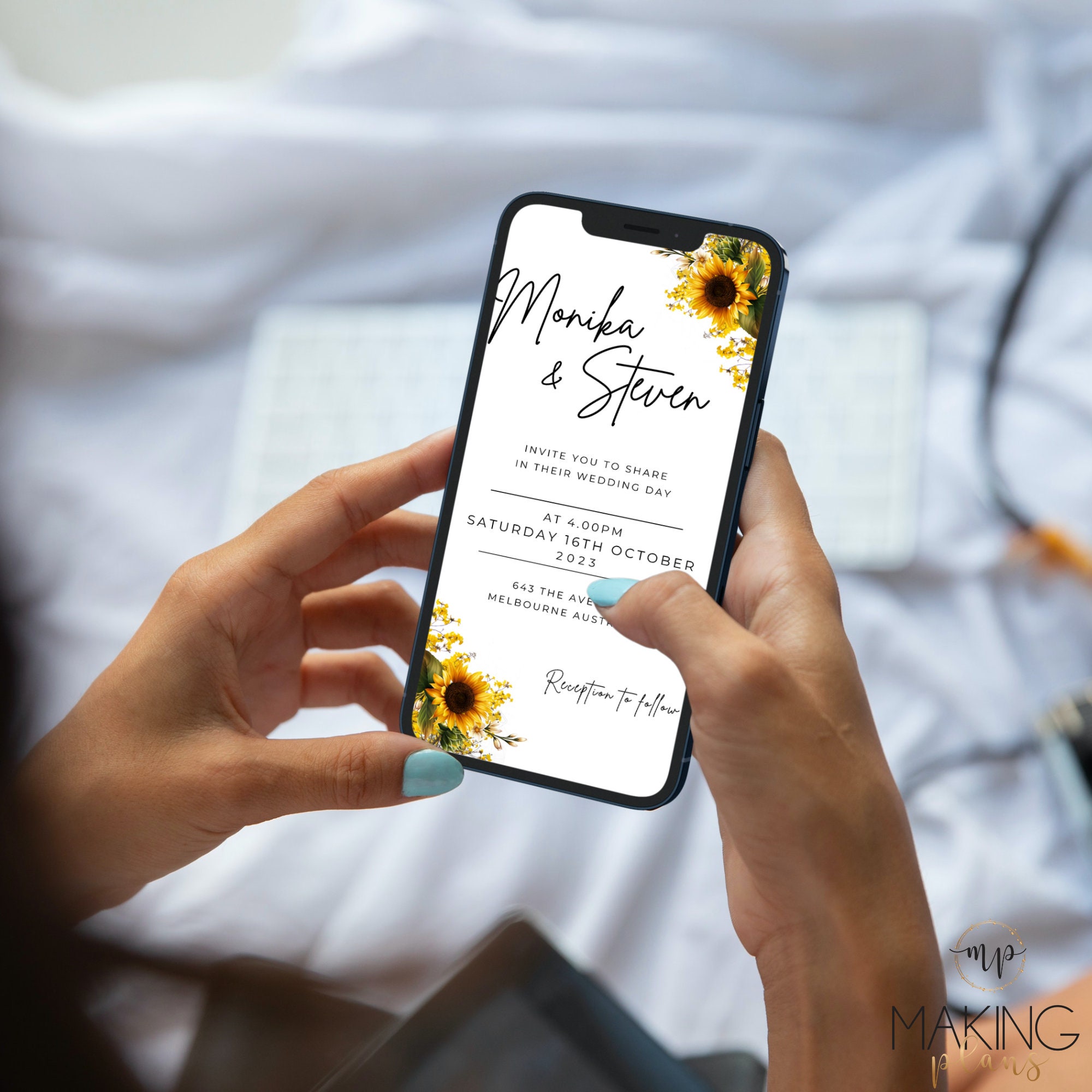 Wedding Invite With Pictures, Photo Wedding Invite, Yellow Sunflower ...