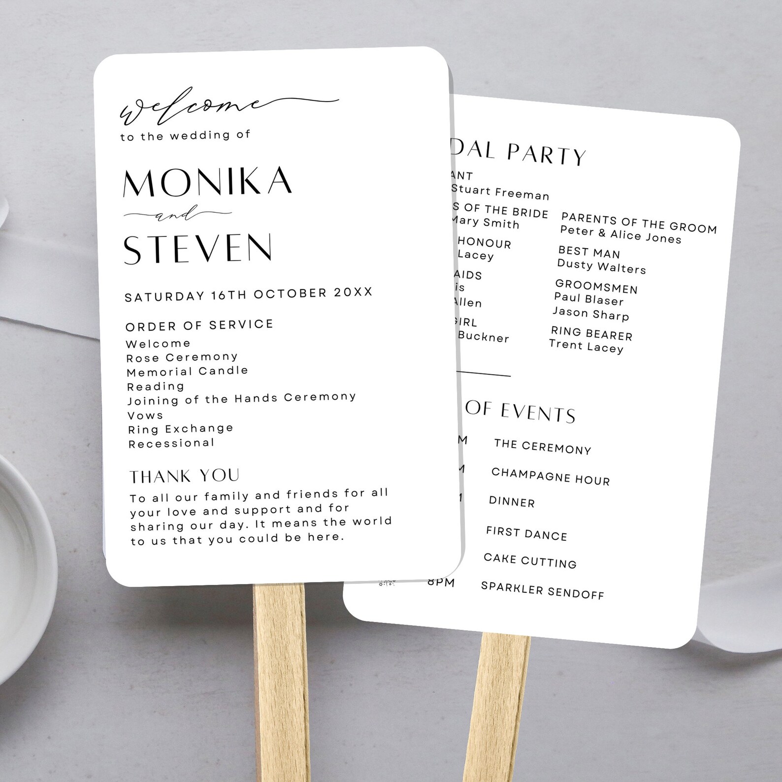 Wedding Program Fan Template, Modern Wedding Program Template With ...