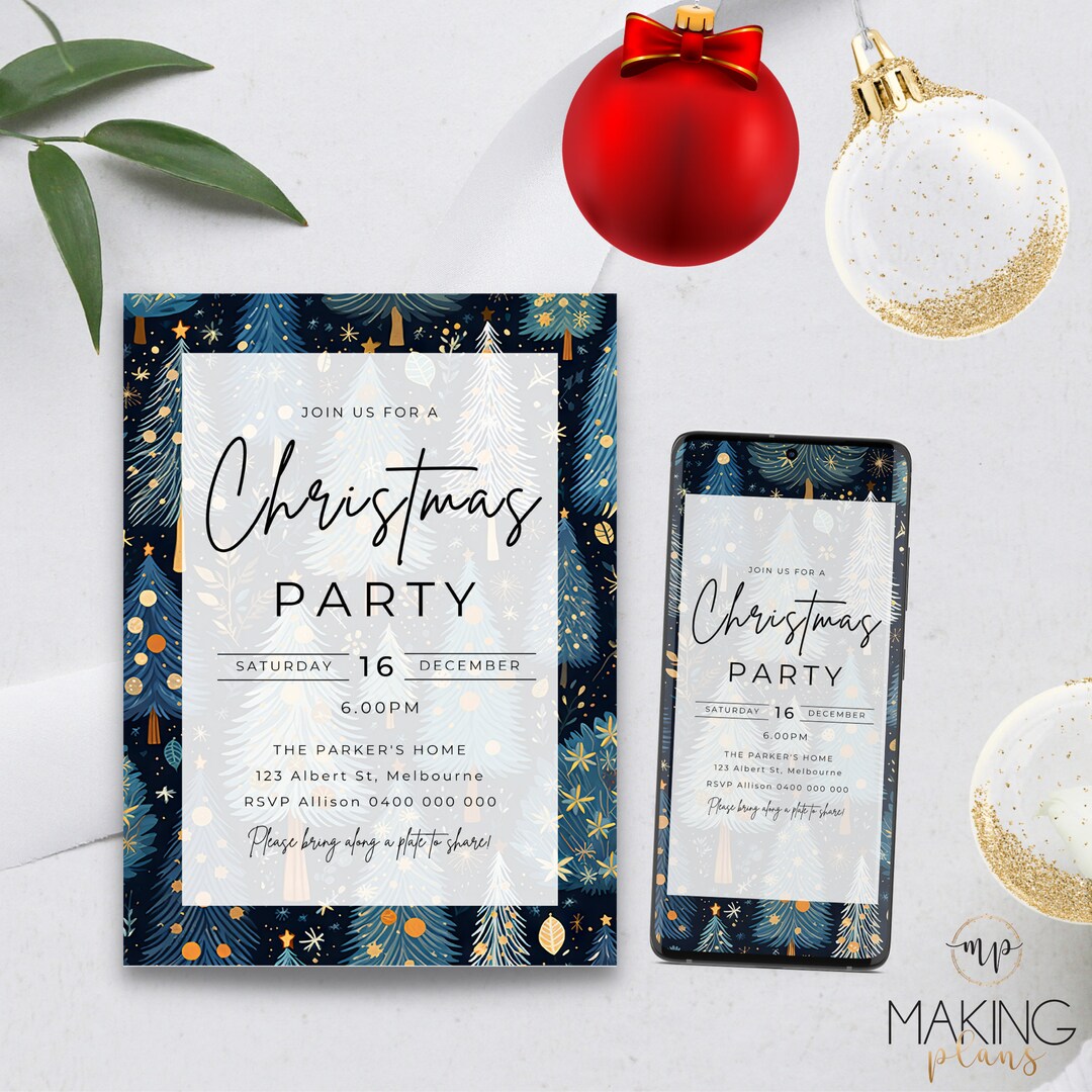 Holiday Party Invite Digital Christmas Invite Electronic - Etsy
