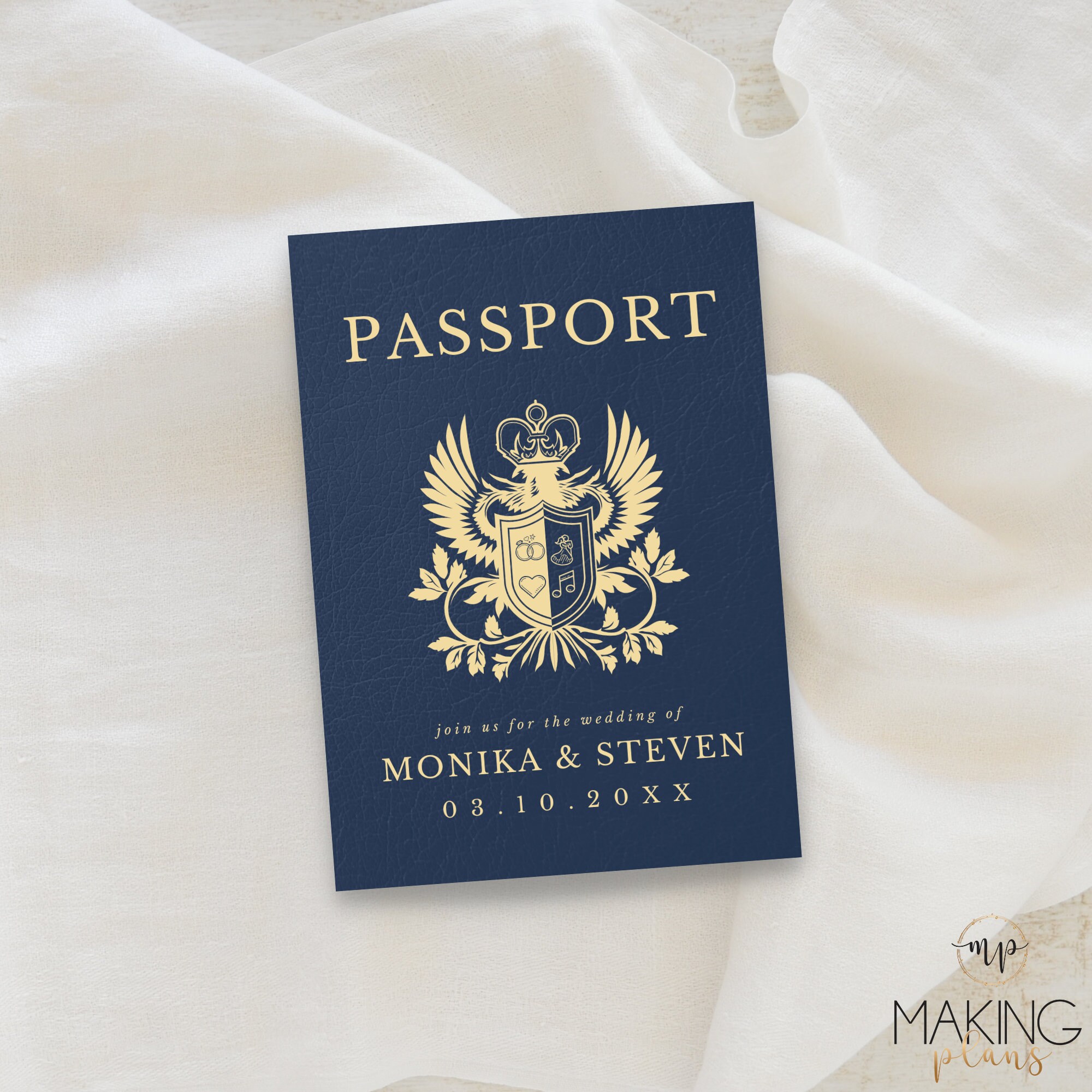 Passport Wedding Invitation Template, Printable Wedding Invite Canva ...