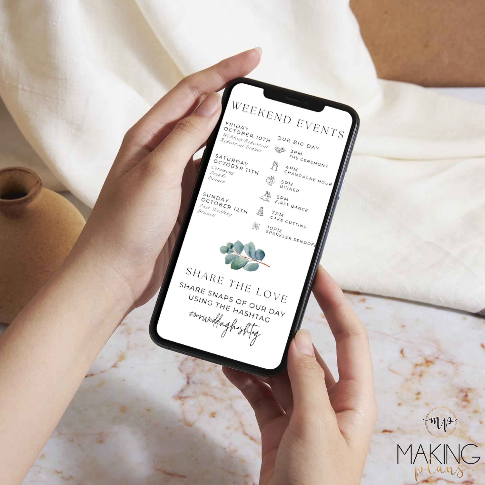 Wedding Welcome Note for Guests, Wedding Weekend Timeline Printable ...