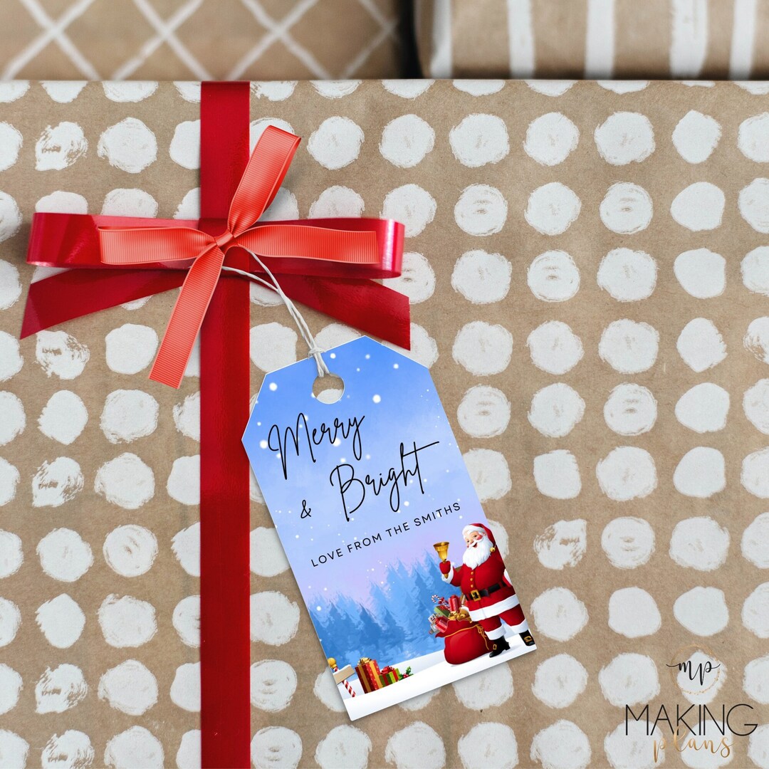 Printable Editable Christmas Gift Tag Merry Christmas Tags With Santa ...