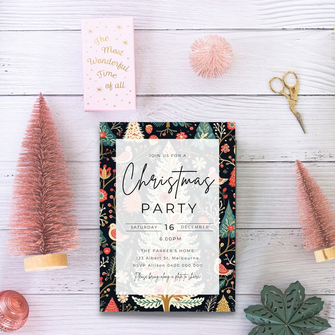 Editable Christmas Party Invitation Holiday Staff Party Invite for ...