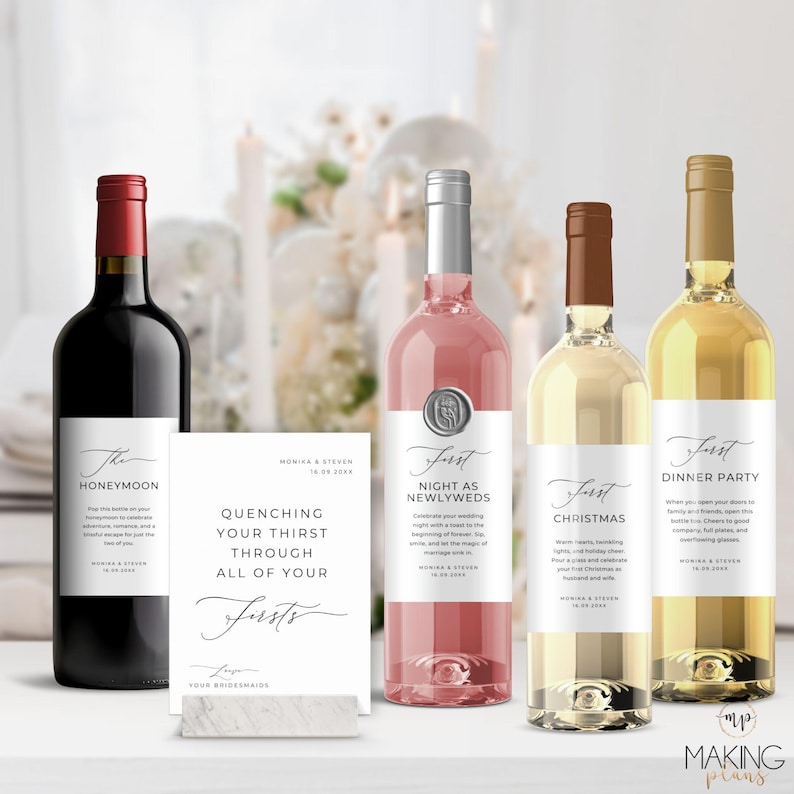 Milestone Wine Labels Printable Wine Tags Bridal Shower Gift Wedding ...