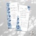 Blue Floral Wedding Program Template 4x9 Slim Order of Service ...