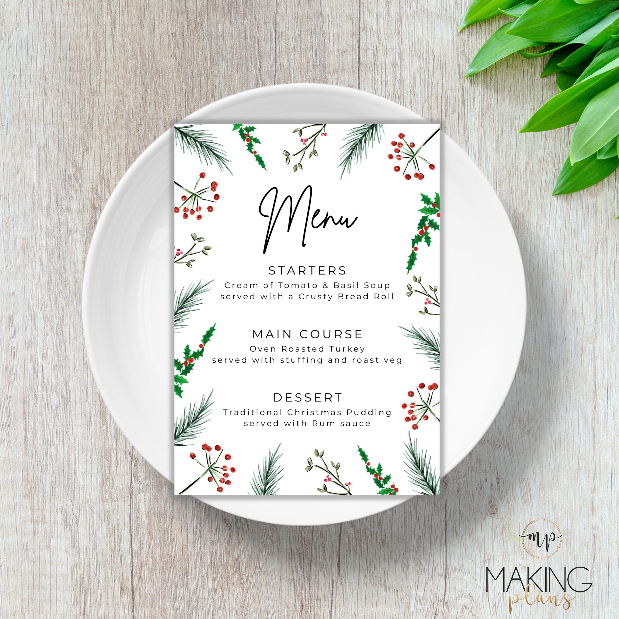 Printable Christmas Menu, Holiday Menu, Holiday Menu Card, Christmas ...