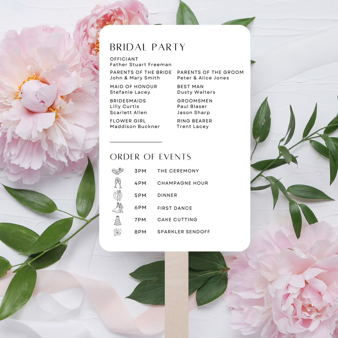 Wedding Program Fan Template, Modern Wedding Program Template With ...
