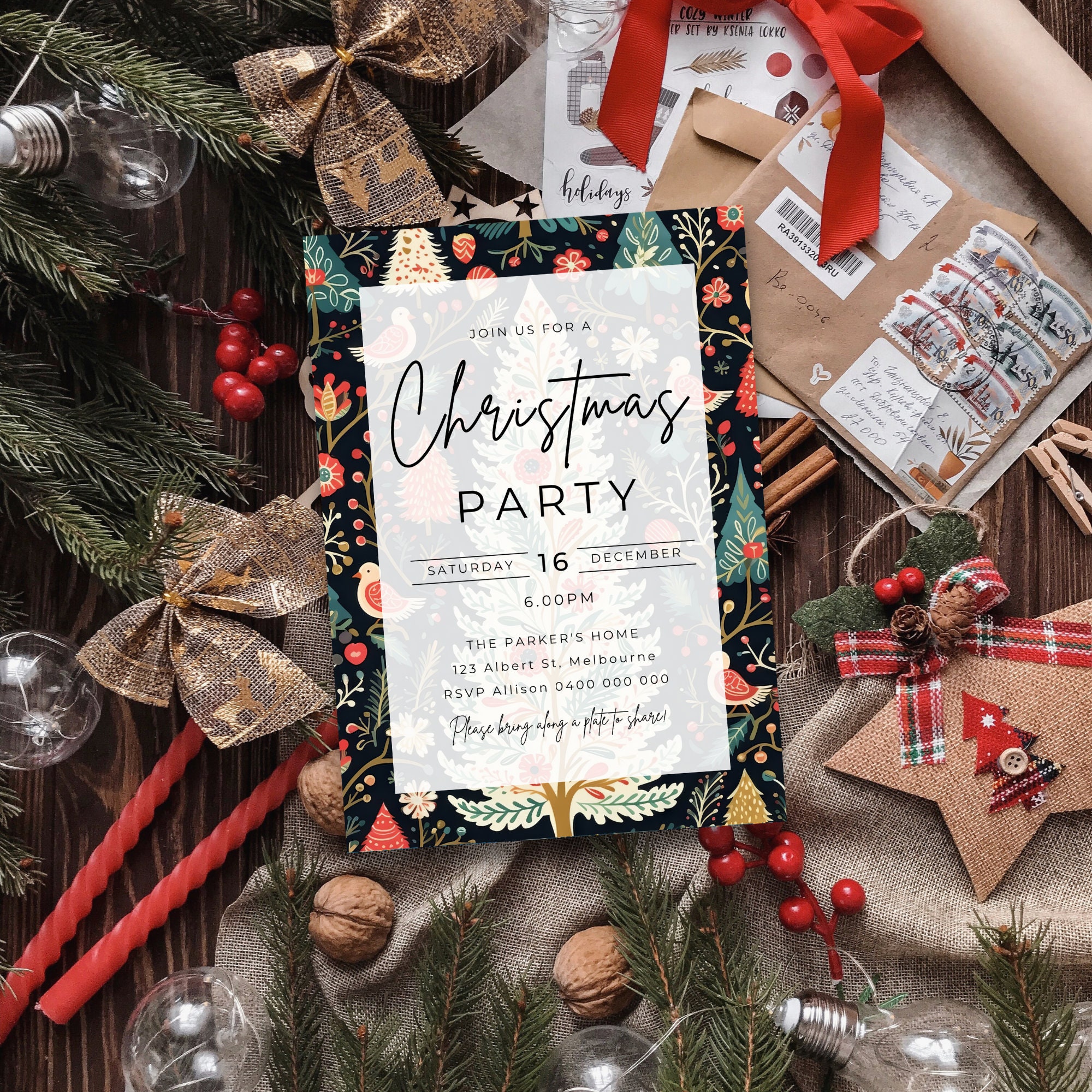 Editable Christmas Party Invitation Holiday Staff Party Invite for ...
