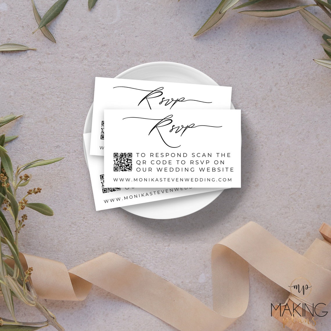RSVP Card With Meal Option Icons, Response Card, Minimalist Wedding Reply Card, Dietary ...