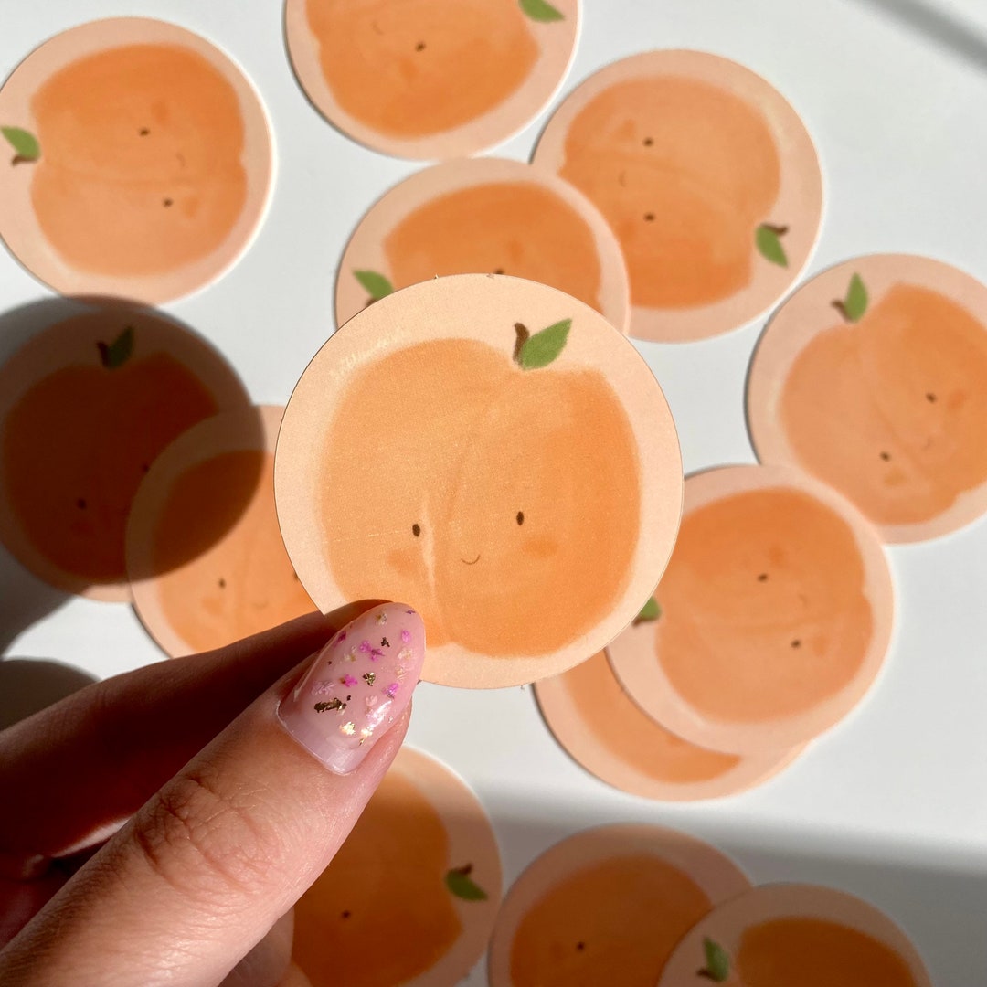 Smiley Peach Vinyl Sticker | Weatherproof Glossy - Etsy