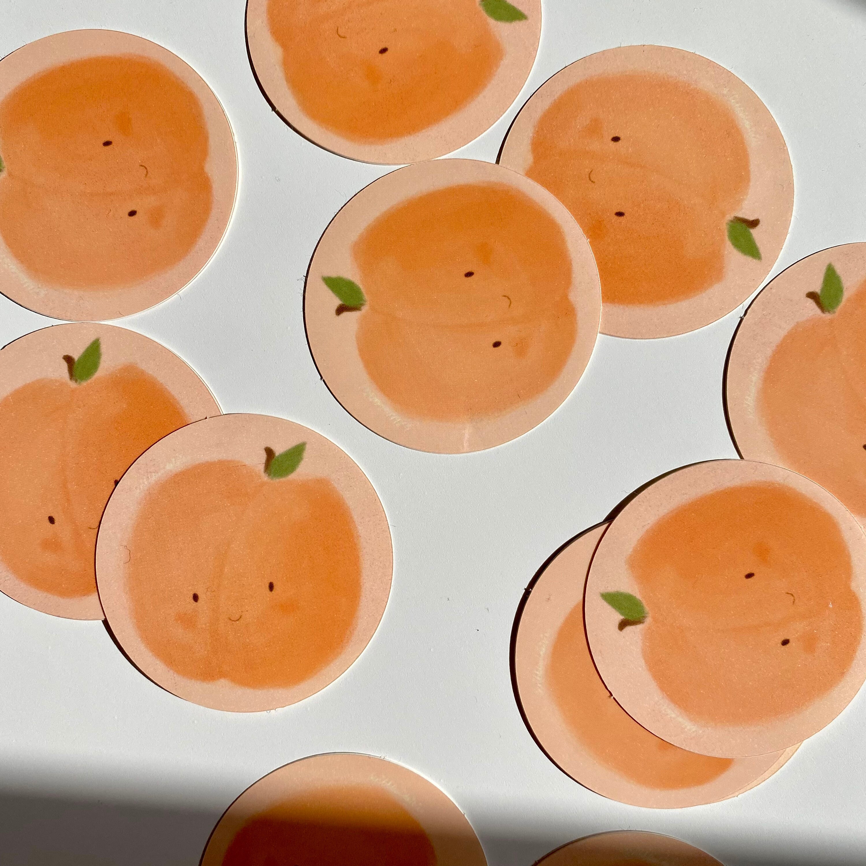 Smiley Peach Vinyl Sticker Weatherproof Glossy - Etsy