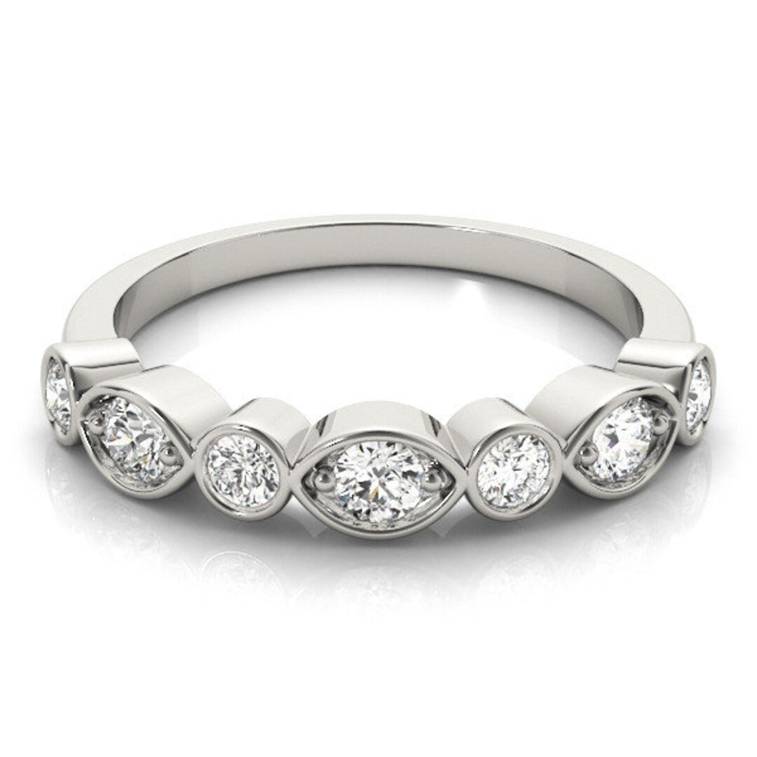 14kt Gold Bezel Design Stackable Design Moissanite Band - Etsy