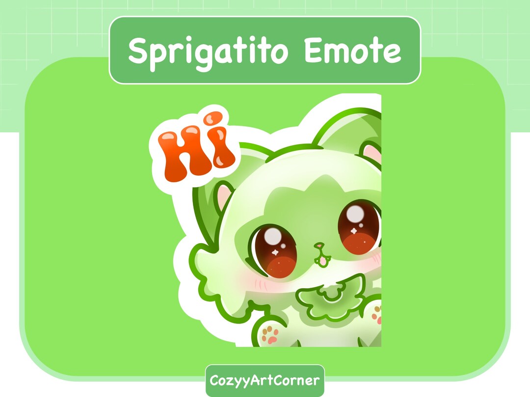 Sprigatito Hi Emote - Etsy