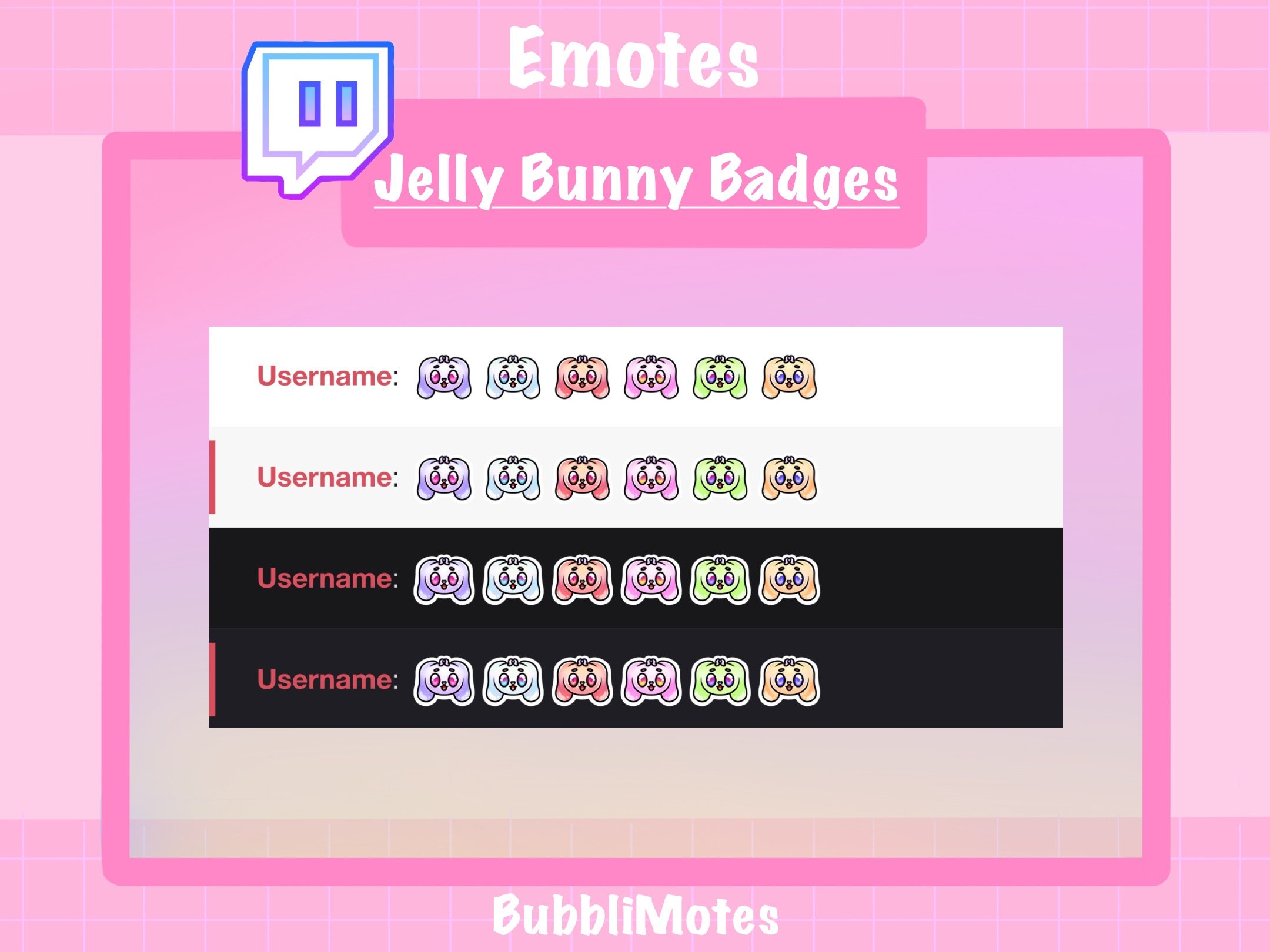 Jelly Bunny Emote Badges - Etsy