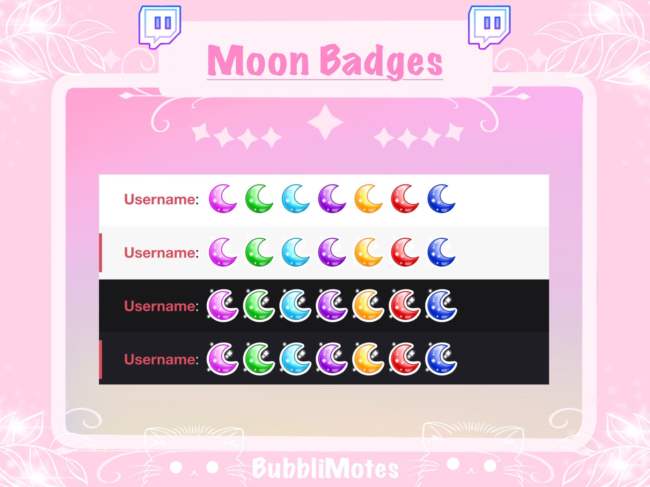 Moon Emote Badges - Etsy