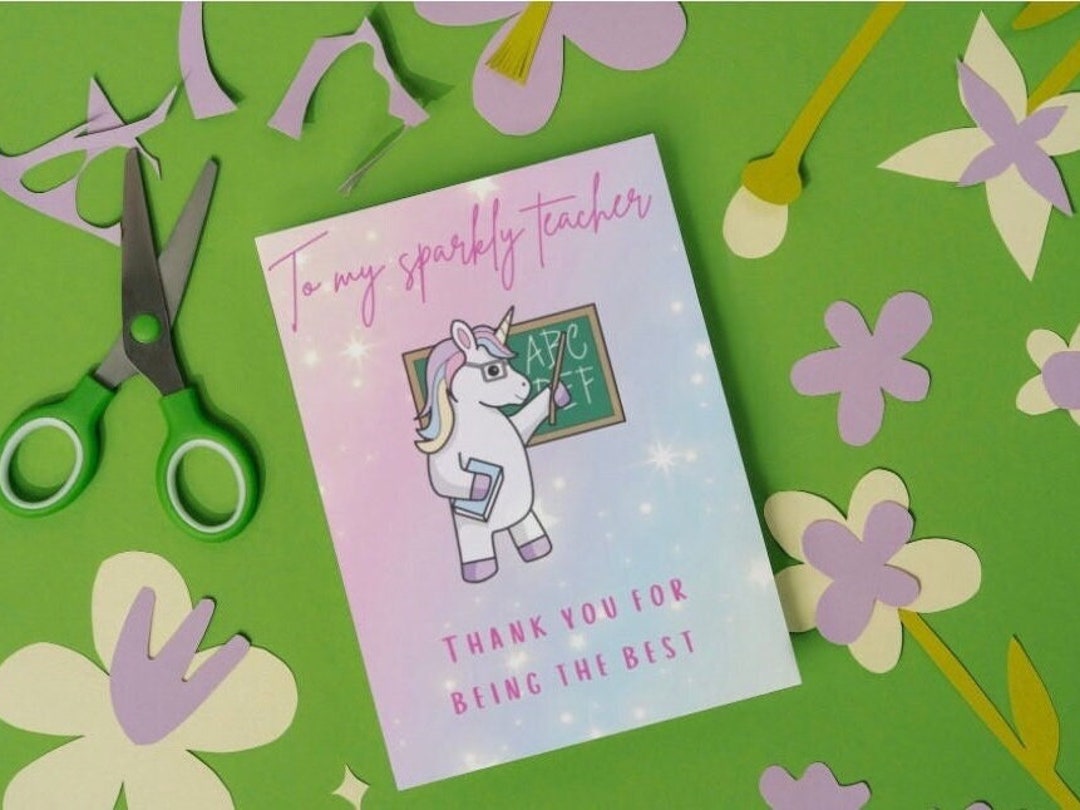 Thank You Teacher Unicorn Card - Etsy