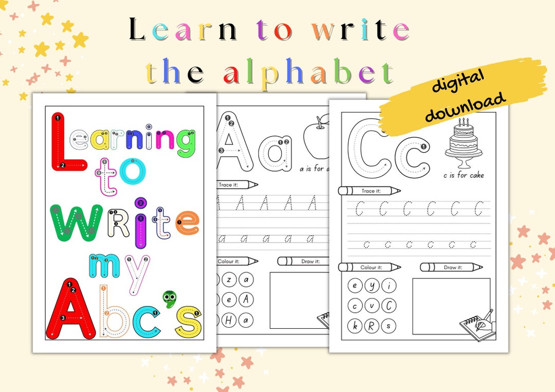 Teachers Workbook, Learn to Write ABC, Digital Alphabet for Kids - Etsy UK