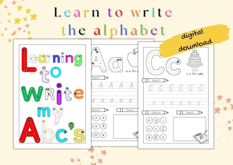 Teachers Workbook, Learn to Write ABC, Digital Alphabet for Kids - Etsy UK