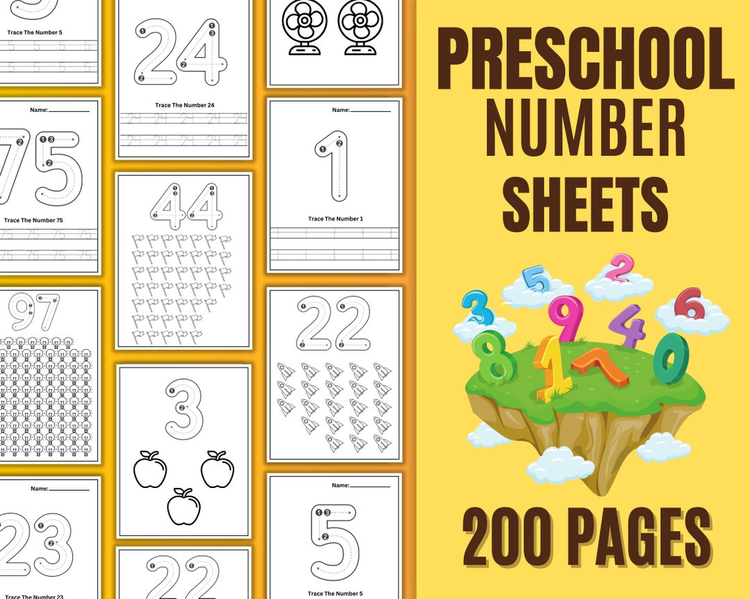 200 Number Tracing Worksheets, Traceable Numbers, Preschool Worksheets ...
