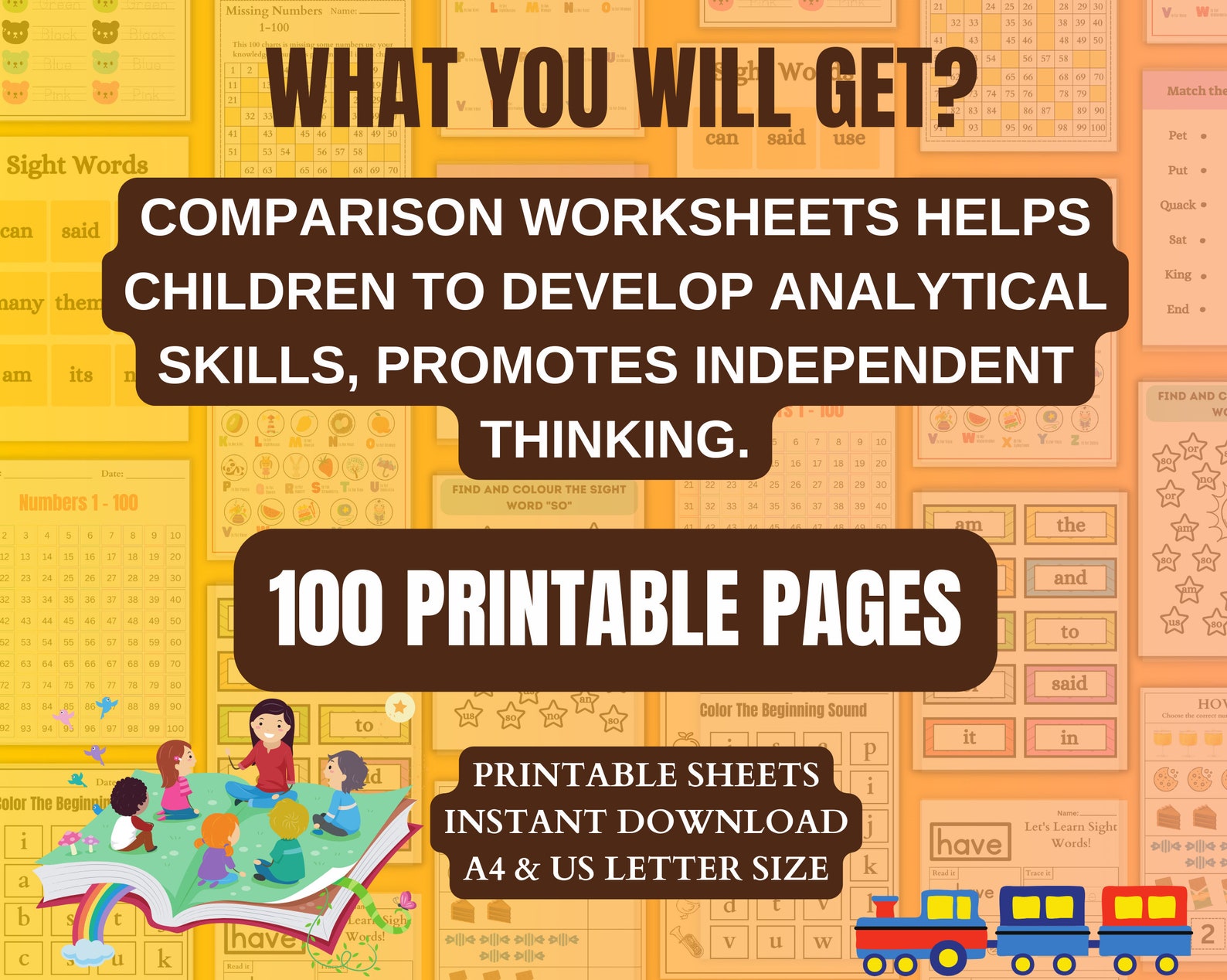 Preschool Comparison Worksheets Preschool Worksheets - Etsy