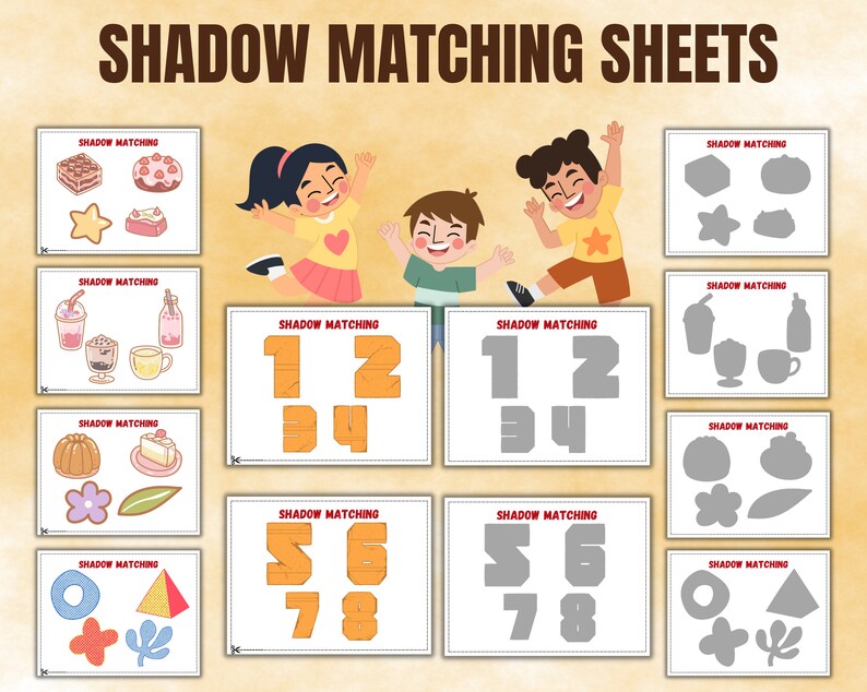 50 Shadow Matching Sheets, Preschool Worksheets, Preschool Printable ...