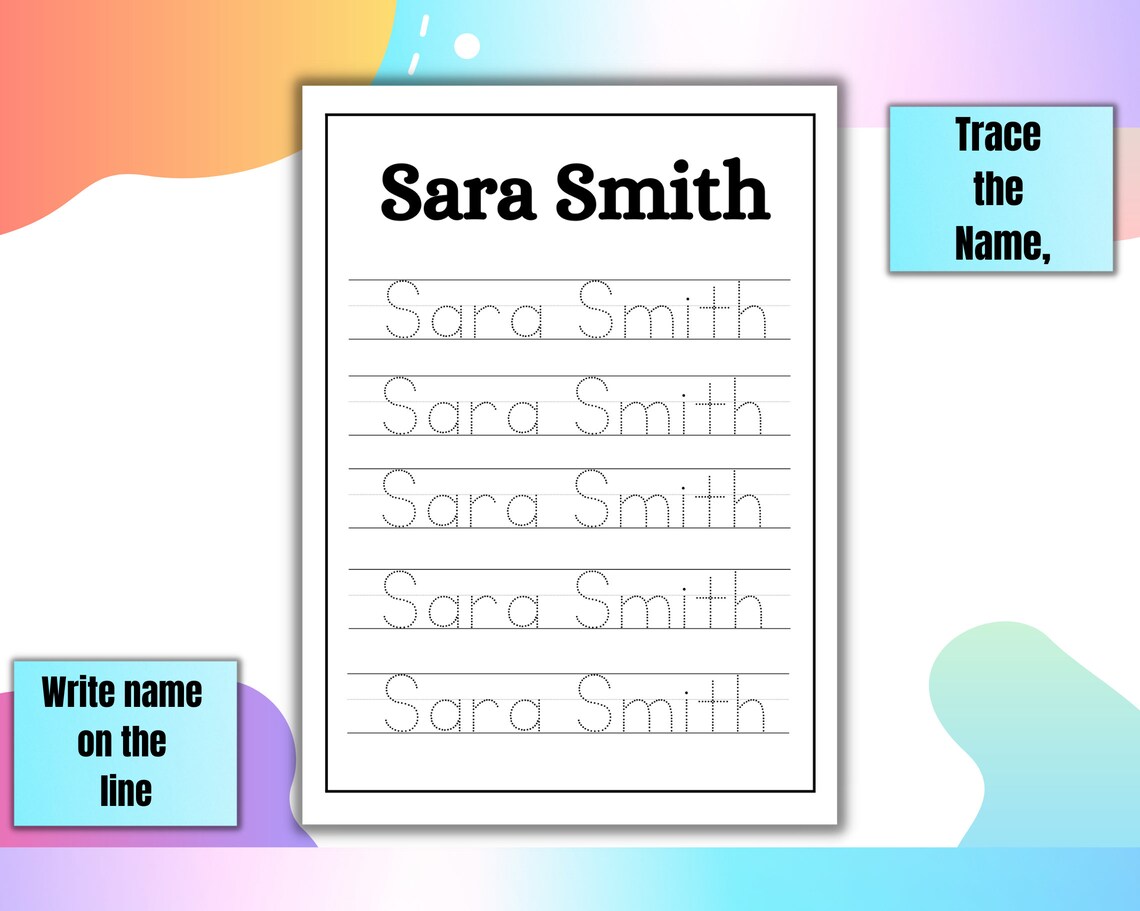 Name Tracing Worksheet Name Writing Handwriting Practice - Etsy