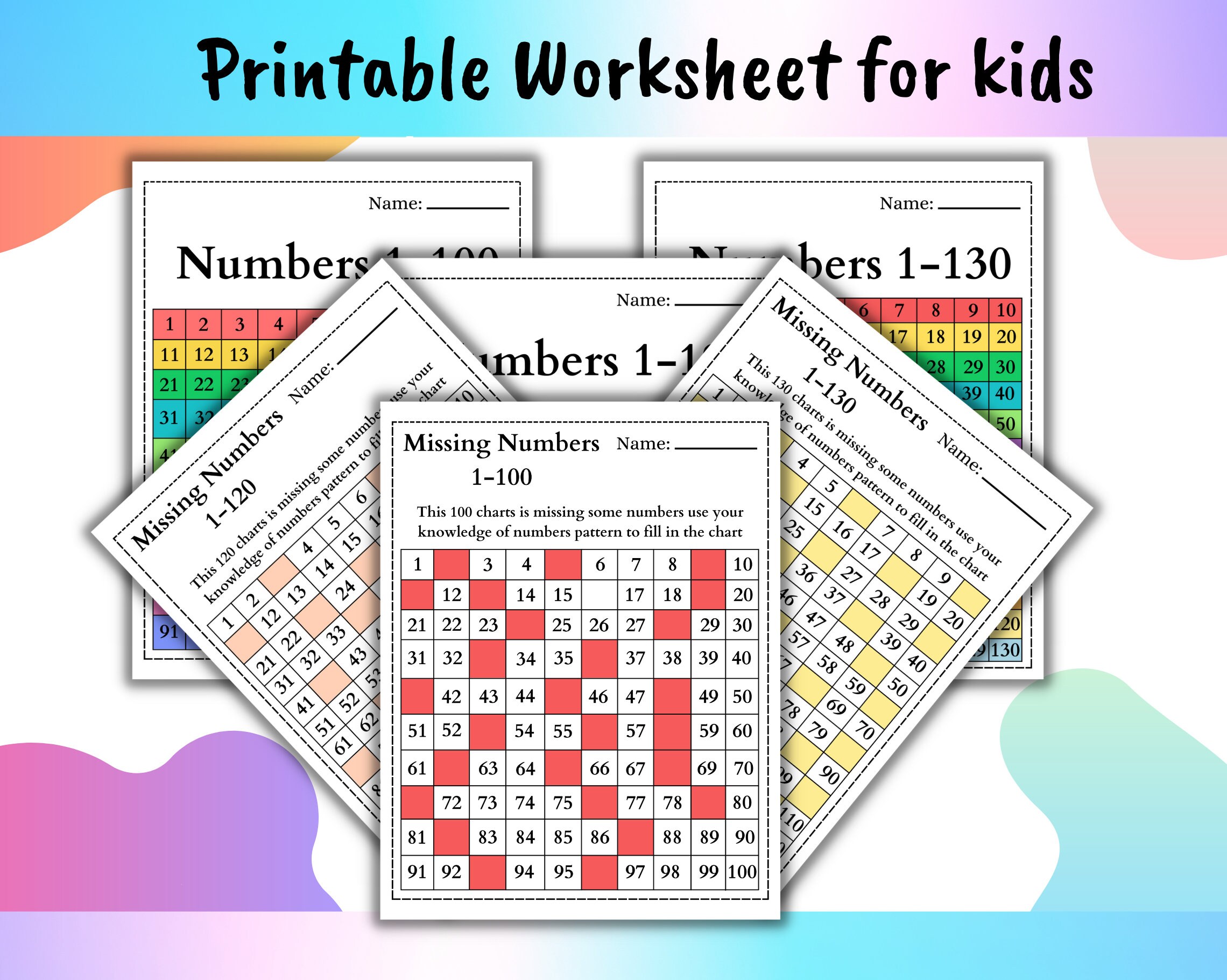 12 Printable Missing Numbers Worksheets, Activity Worksheets, Missing ...
