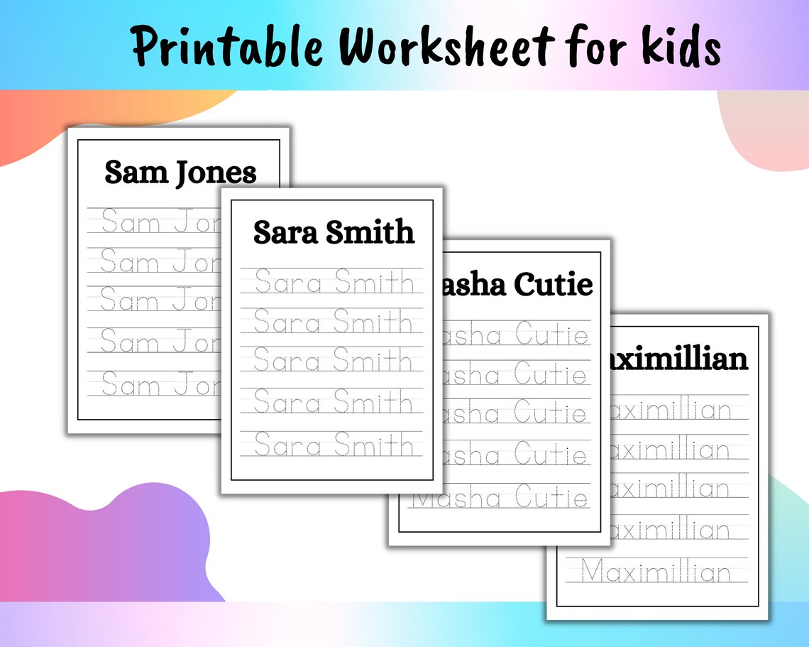 Name Tracing Worksheet Name Writing Handwriting Practice - Etsy