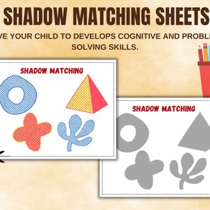 50 Shadow Matching Sheets, Preschool Worksheets, Preschool Printable ...