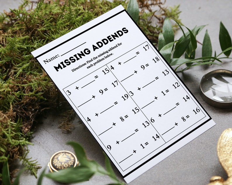 15 Printable Missing Addends Worksheets, for Kindergarten-1st Grade-2nd ...