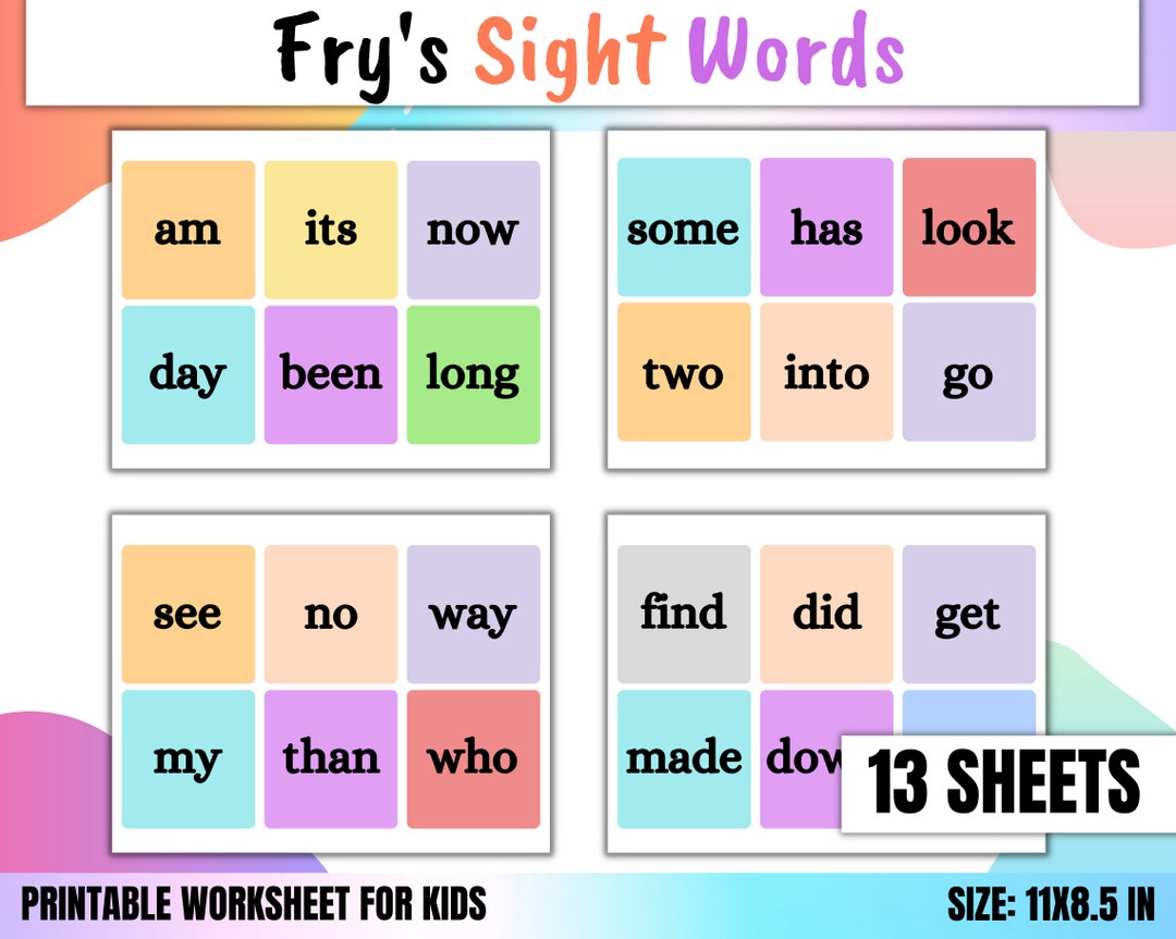Sight Words Flashcards Printable, Kindergarten to 3rd Grade Sight Words ...