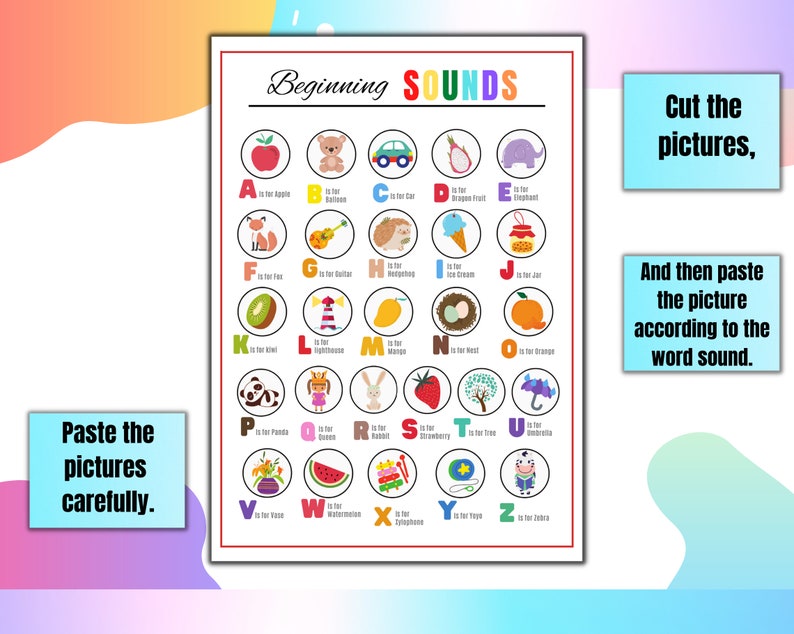 Beginning Sound Worksheet, Learning to Read, Homeschool Activities ...